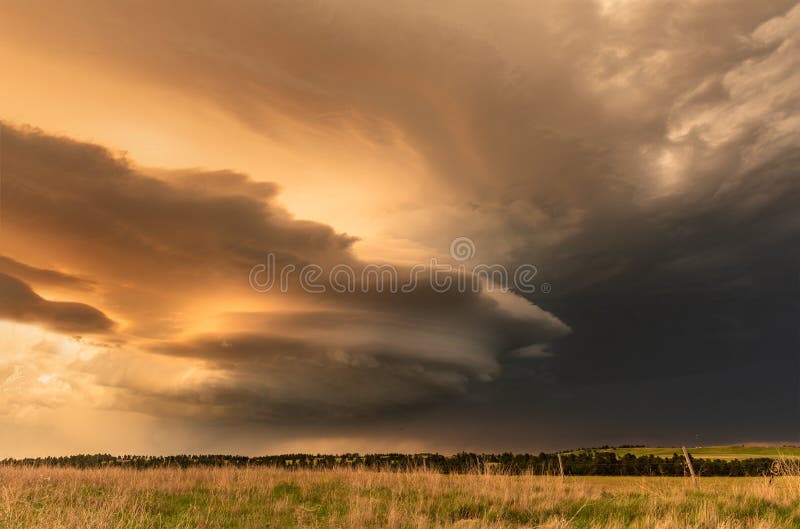Tornadic Cell Over Grassy Field Stock Photo - Image of light ...