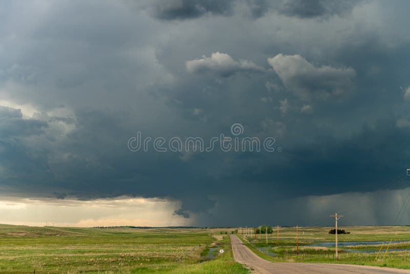 Tornadic Cell Over Grassy Field Stock Photo - Image of daytime, scary ...