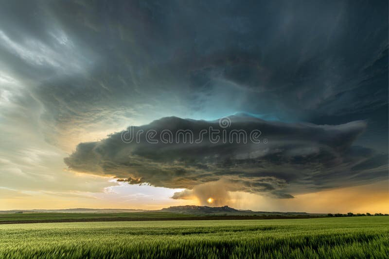 Tornadic Cell Over Grassy Field Stock Photo - Image of cloud, scary ...