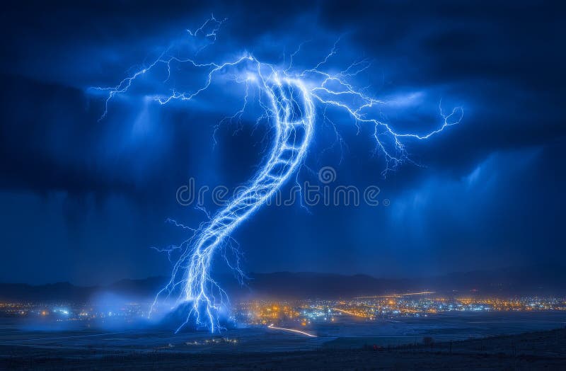 A Tornado Accompanied by Lightning is Occurring in a Field, Which is an ...