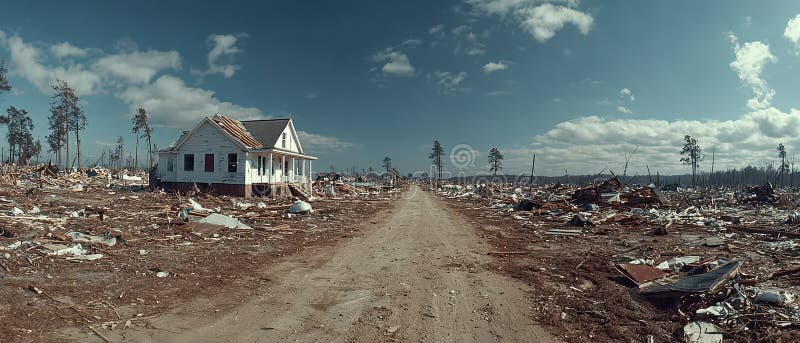 Tornado Aftermath in Rural Community Landscape Stock Image - Image of ...