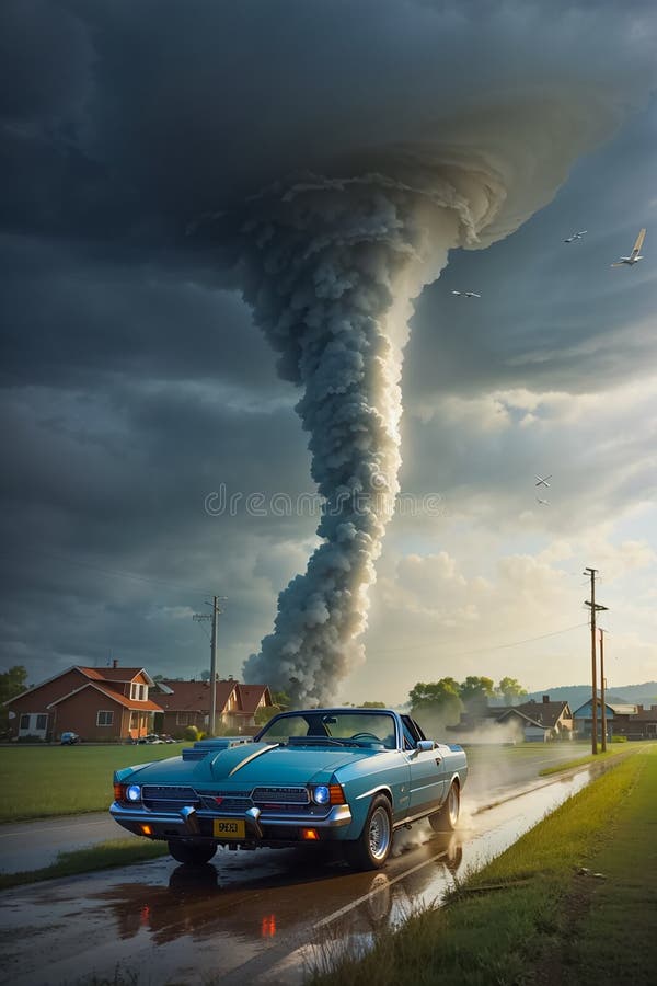 Tornado, Car, Natural Disaster House Stock Illustration - Illustration ...