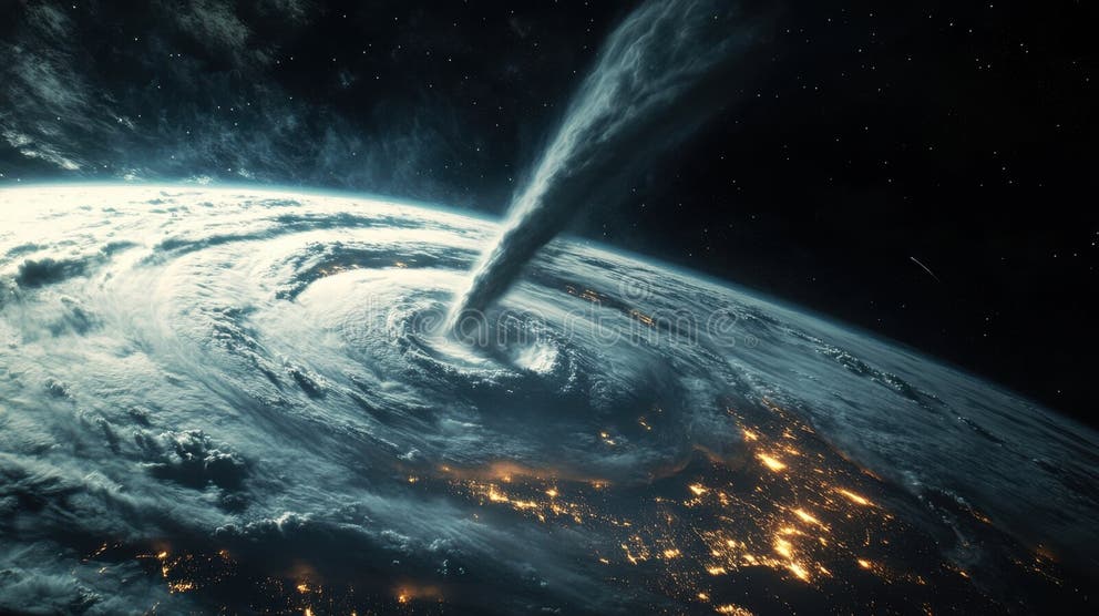 Tornado Casting a Vast Shadow Over Land, Seen from Orbit, Cosmic ...