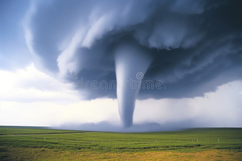 Tornado Column in Rural Landscape Stock Illustration - Illustration of ...