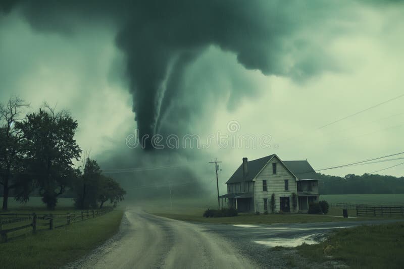 Tornado Column in Rural Landscape Stock Illustration - Illustration of ...