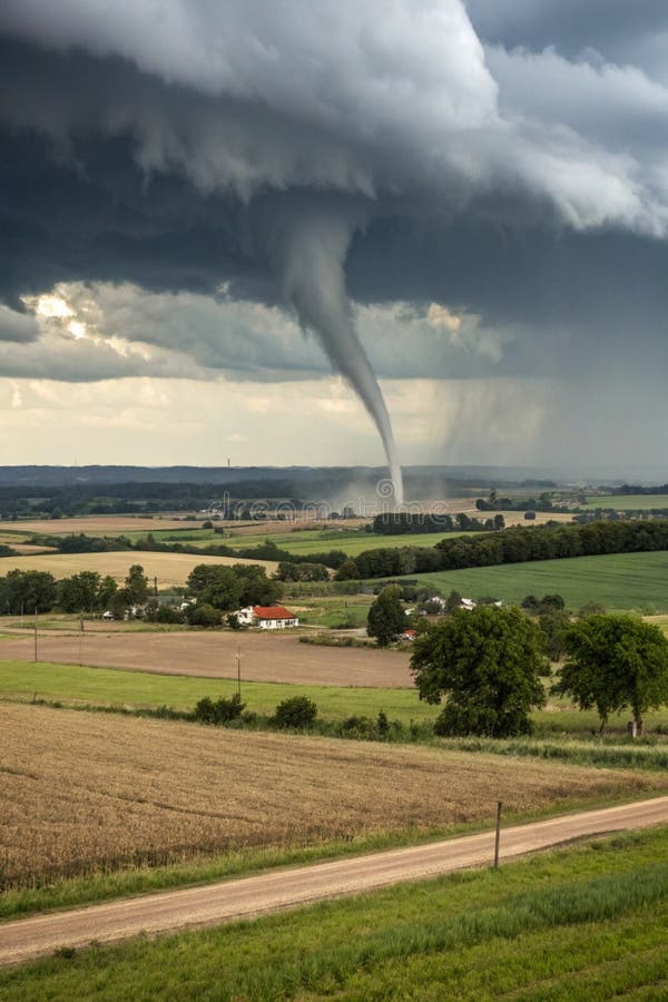 Tornado on the Country. Tornado Incoming on the Fields Stock Illustration - Illustration of wild ...