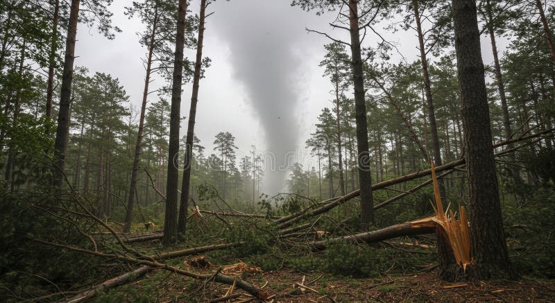 Tornado Damage through Forest Causing Destruction To Trees after Storm ...