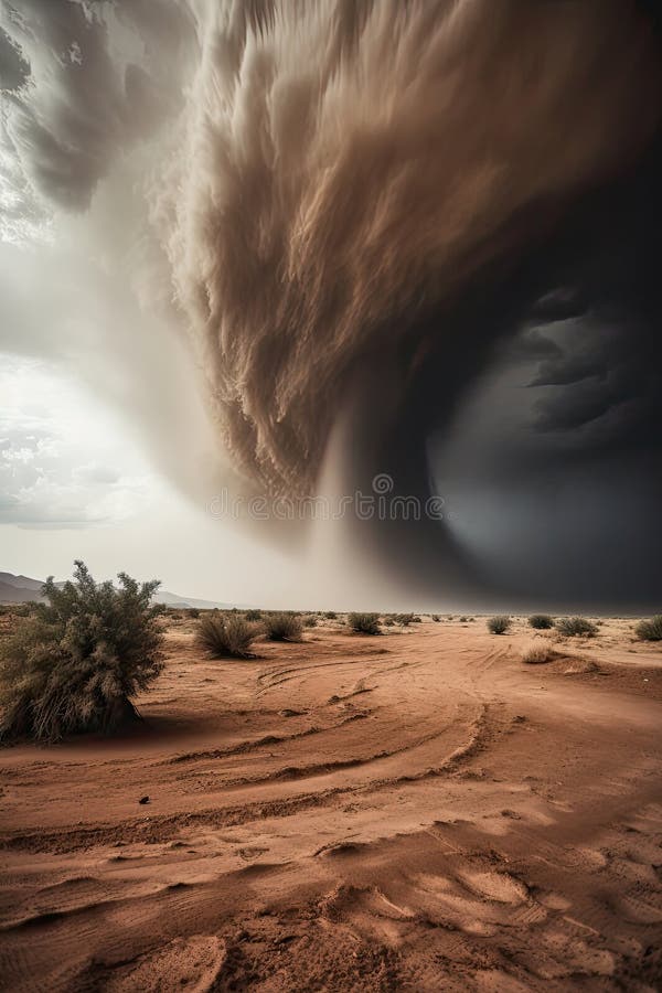 Tornado in a Desert Landscape, Generative Ai Illustration Stock ...