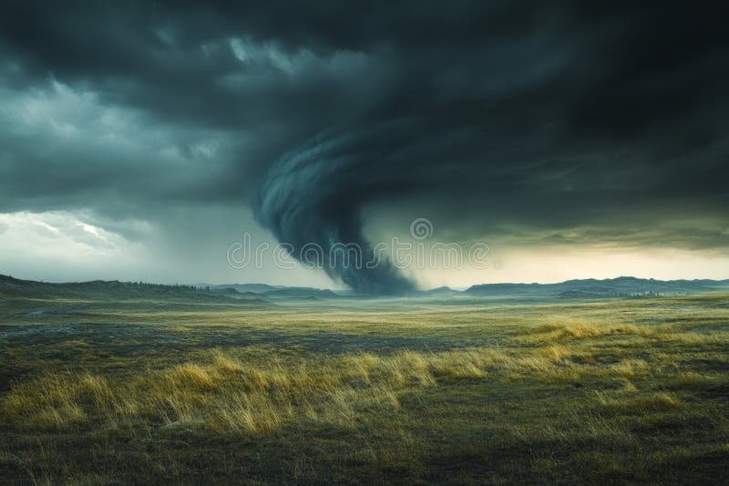Tornado in Dramatic Stormy Landscape Exploring Climate Change and the ...