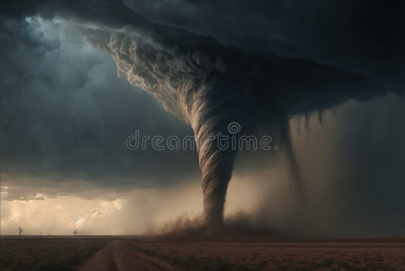 A Tornado Formed in the Evening from a Supercell. Stock Photo - Image ...