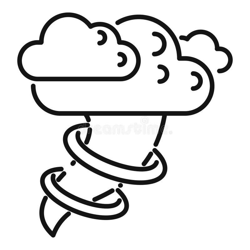 Tornado Forming from Cloud in Minimal Line Art Style Stock Illustration ...