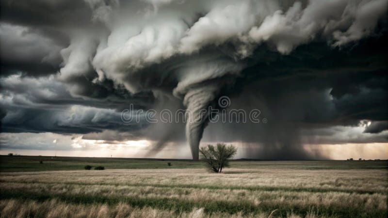 Tornado Forming in an Open Field Stock Illustration - Illustration of ...