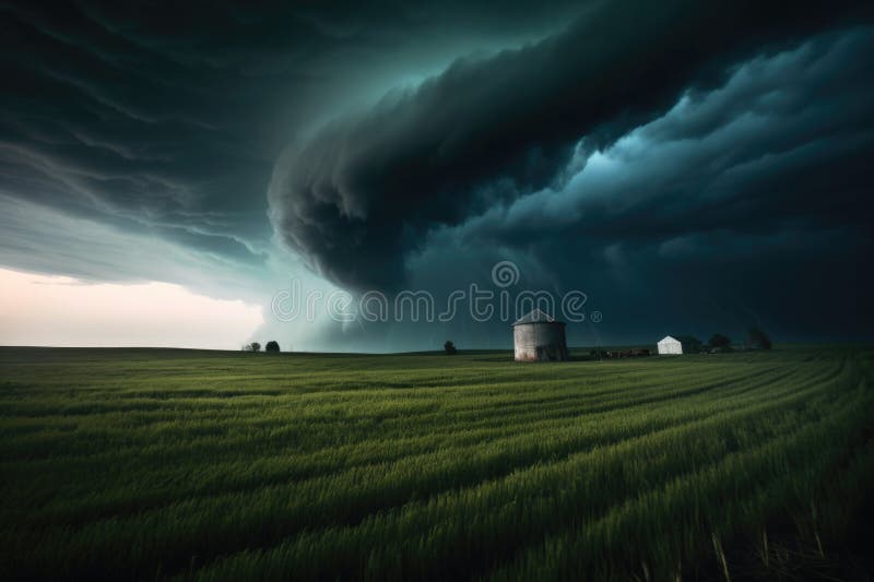 Tornado Forming Over a Vast, Open Field Stock Illustration ...