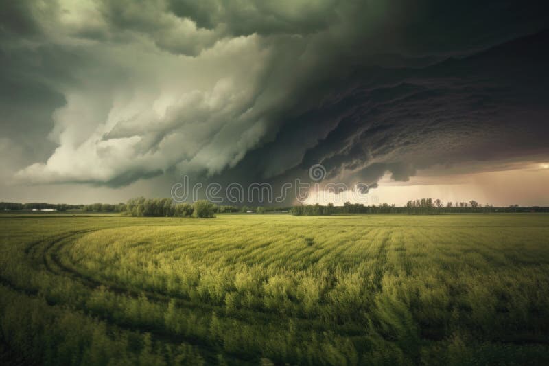 Tornado Forming Over a Vast, Open Field Stock Illustration ...