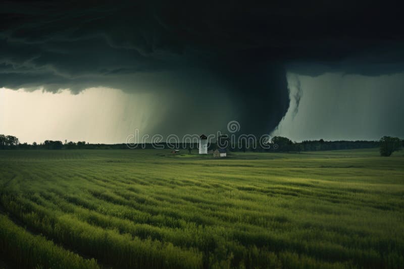 Tornado Funnel Forming Over an Open Field Stock Illustration ...