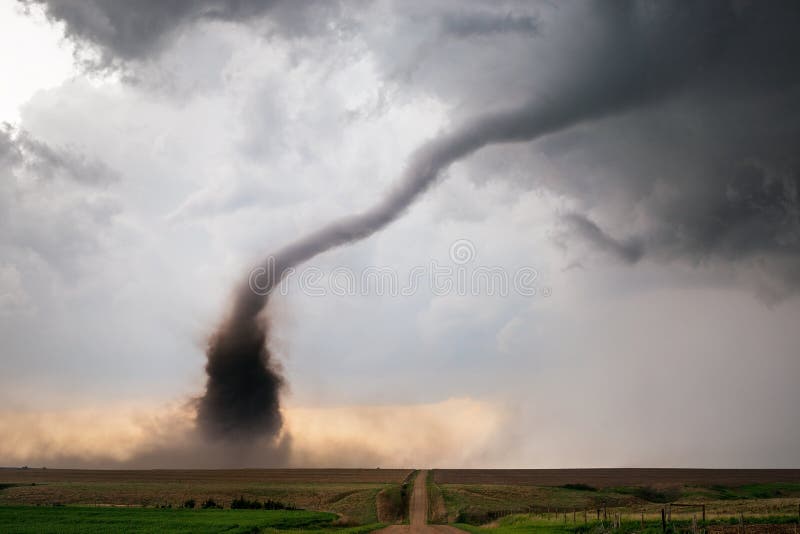 Tornado Funnel Cloud Touching Down. Stock Image - Image of storm, alley ...