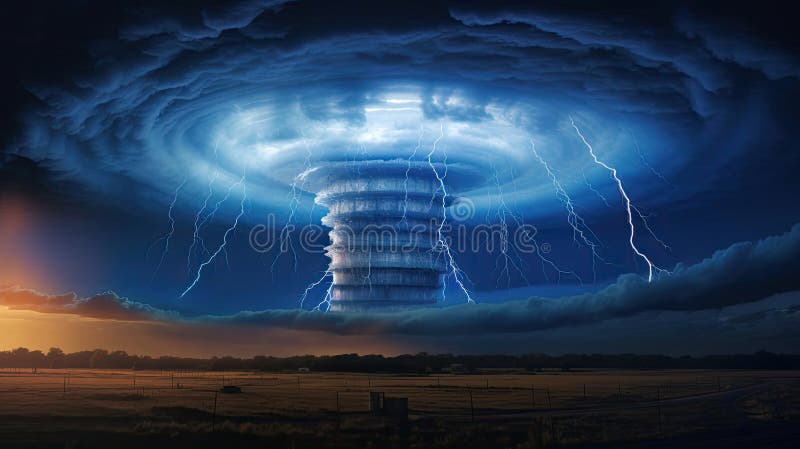 Tornado of the Future with Lightning Stock Photo - Image of flash ...