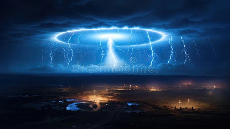 Tornado of the Future with Lightning Stock Photo - Image of flash ...
