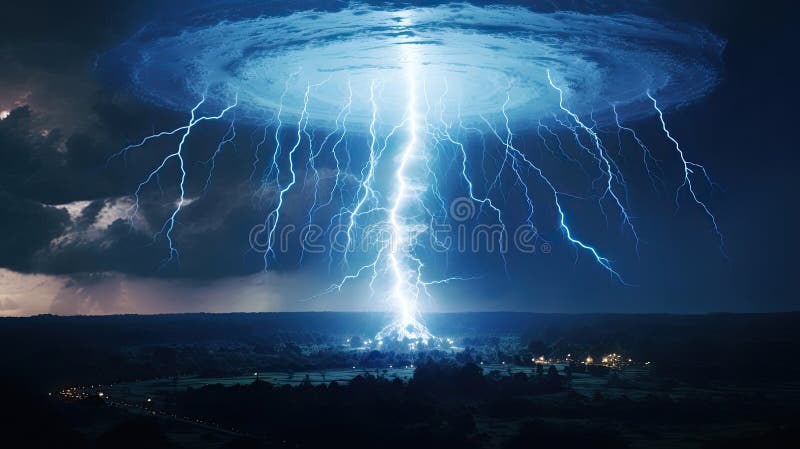 Tornado of the Future with Lightning Stock Photo - Image of flash ...