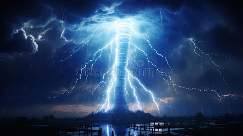 Tornado of the Future with Lightning Stock Photo - Image of flash ...