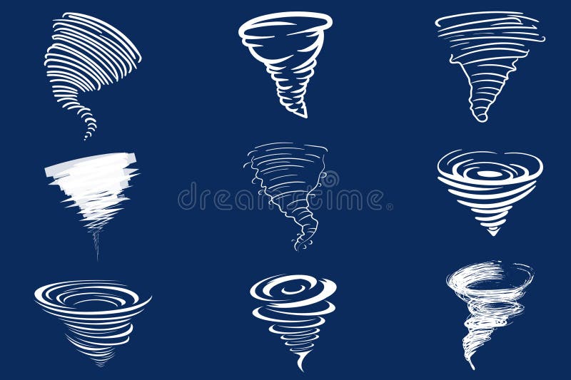 Tornado Line Art Shape Vector Illustration. Set Hurricane Design ...