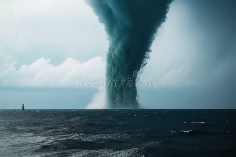 A Tornado Made of Water Over the Ocean Created with Generative AI ...