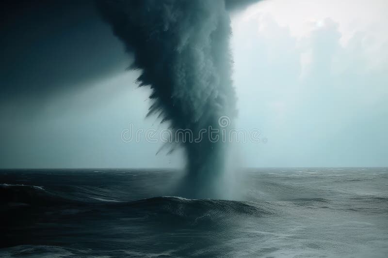 A Tornado Made of Water Over the Ocean Created with Generative AI ...