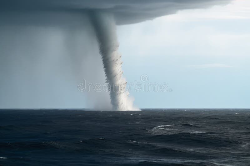 A Tornado Made of Water Over the Ocean Created with Generative AI ...