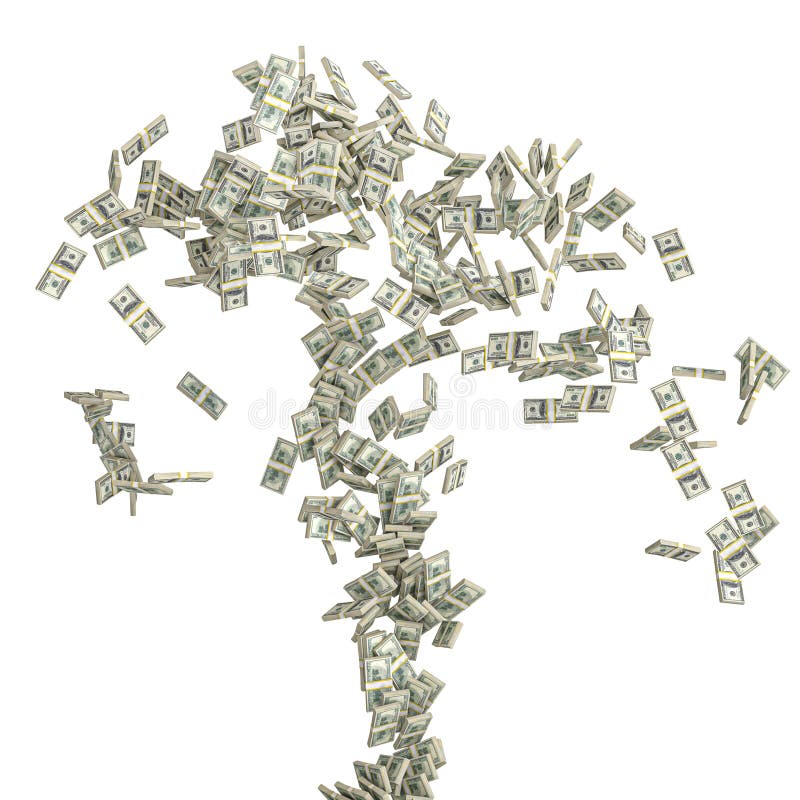 Tornado of Money Composed of Us Dollar Bills is Rotating Against a ...