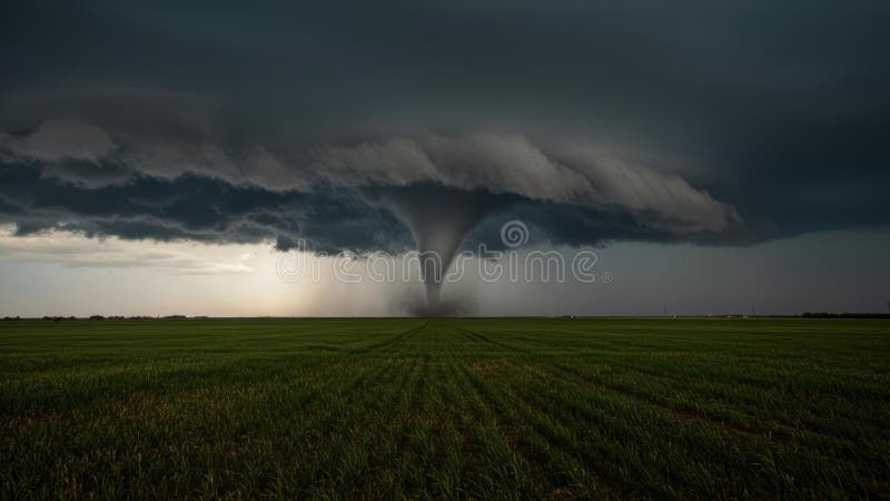 Tornado Over Green Field stock illustration. Illustration of nature ...
