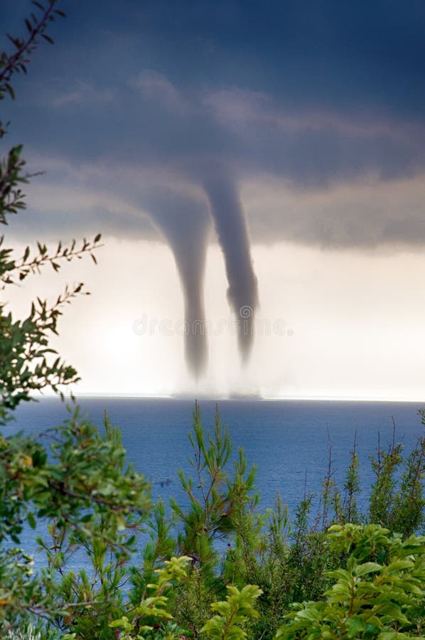 Tornado over the sea stock image. Image of trees, touchdown - 42952391