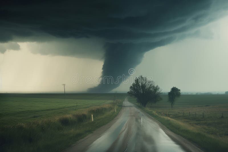 Tornado Road Storm Farm. Generate Ai Stock Illustration - Illustration ...