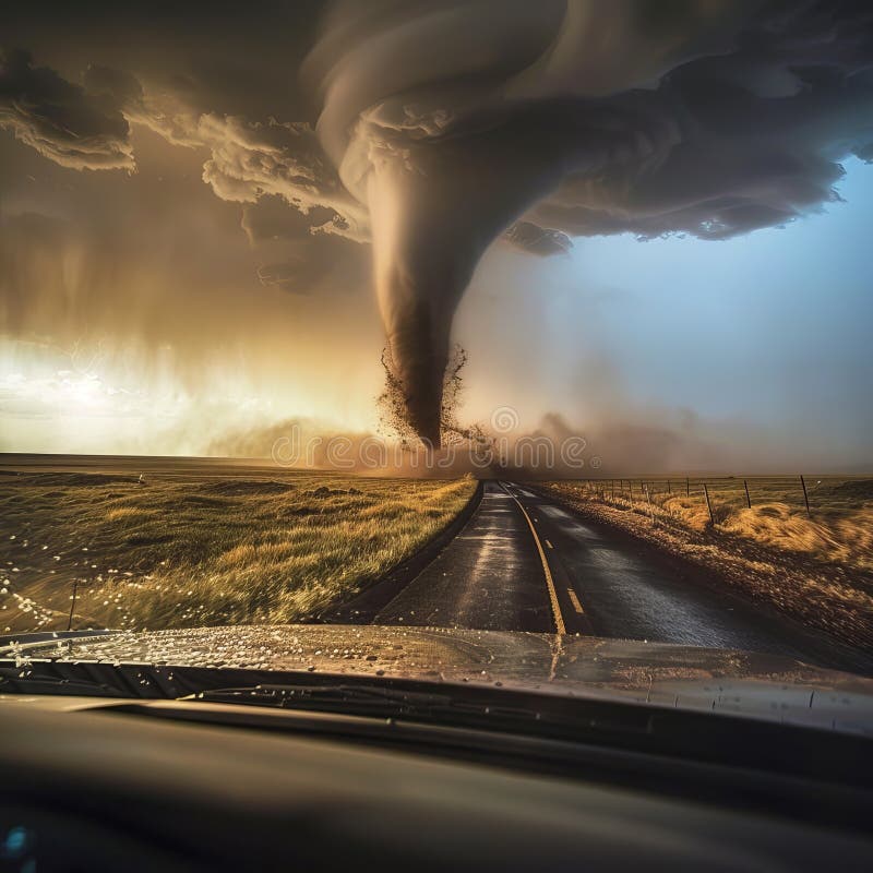 Tornado S Path Captured from Car S Perspective Stock Photo - Image of ...