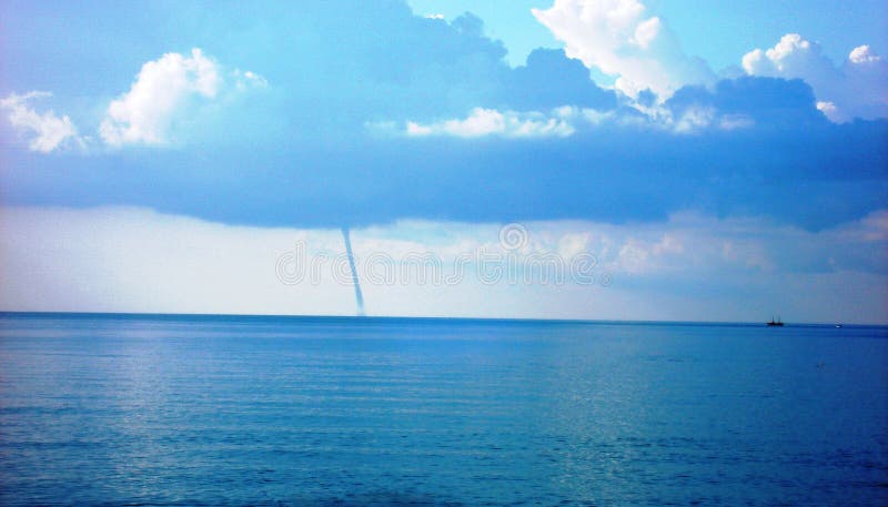 Tornado at the Sea in the Evening Stock Photo - Image of storm, dark ...