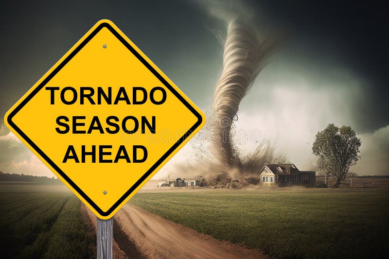 Tornado Season Ahead Warning Sign - Ai Generated Stock Photo - Image of ...