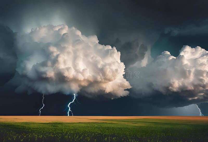 Tornado with Storm Clouds and Lightning Strikes.AI Generated Stock Illustration - Illustration ...