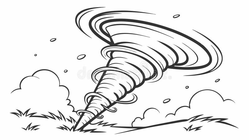 Tornado Touching Ground Powerful Swirling Wind Vortex, Vector Design ...