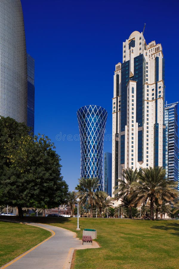 The Tornado Tower, is an Iconic Skyscraper in Doha, Qatar Stock Photo ...