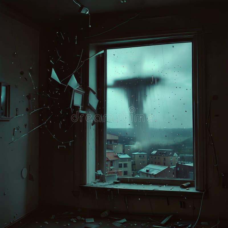 Tornado Visible from Inside the Room. Stock Photo - Image of window ...