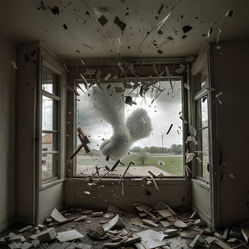 Tornado Visible from Inside the Room. Stock Photo - Image of damage ...