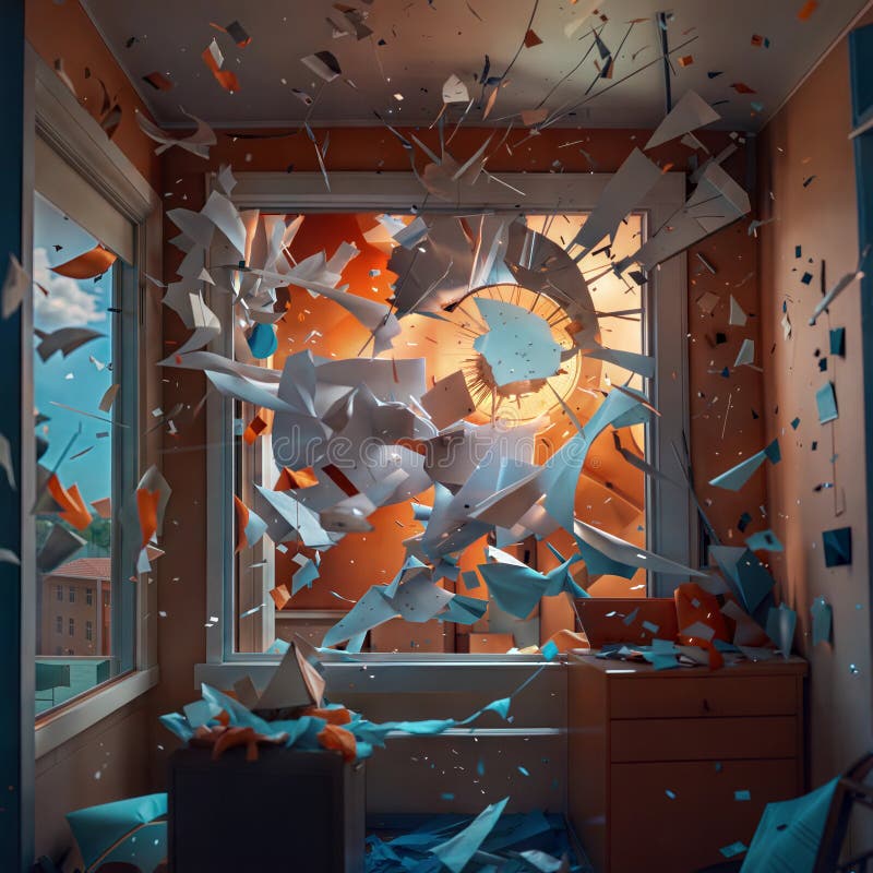 Tornado Visible from Inside the Room. Stock Image - Image of wreckage ...