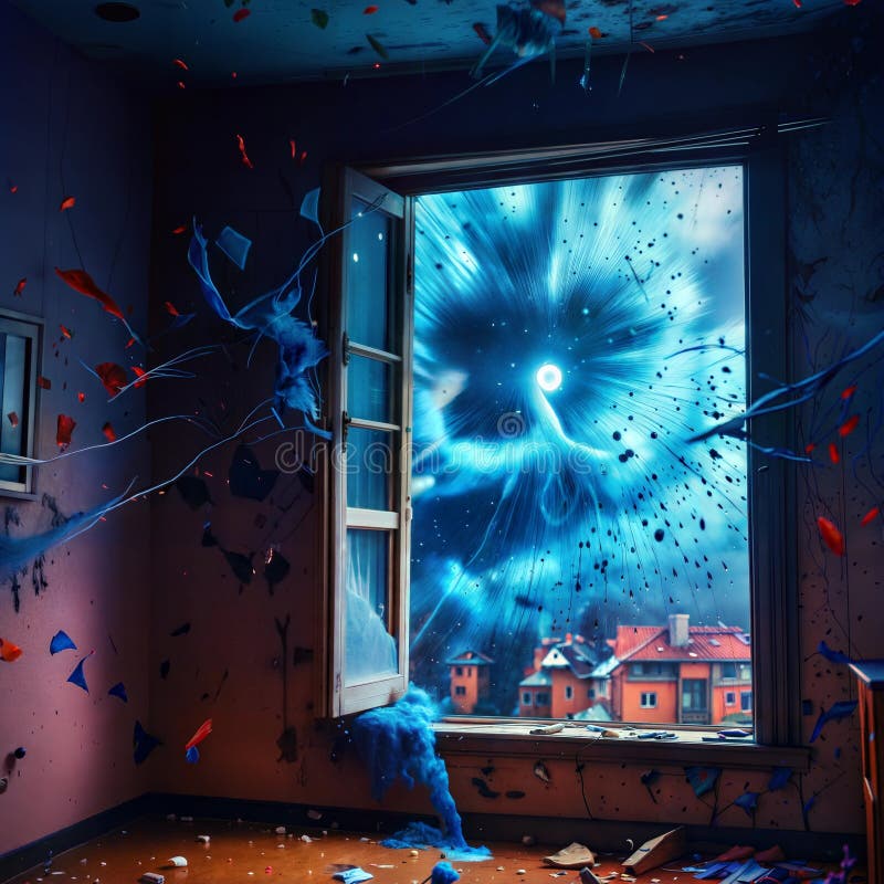 Tornado Visible from Inside the Room. Stock Photo - Image of broken ...