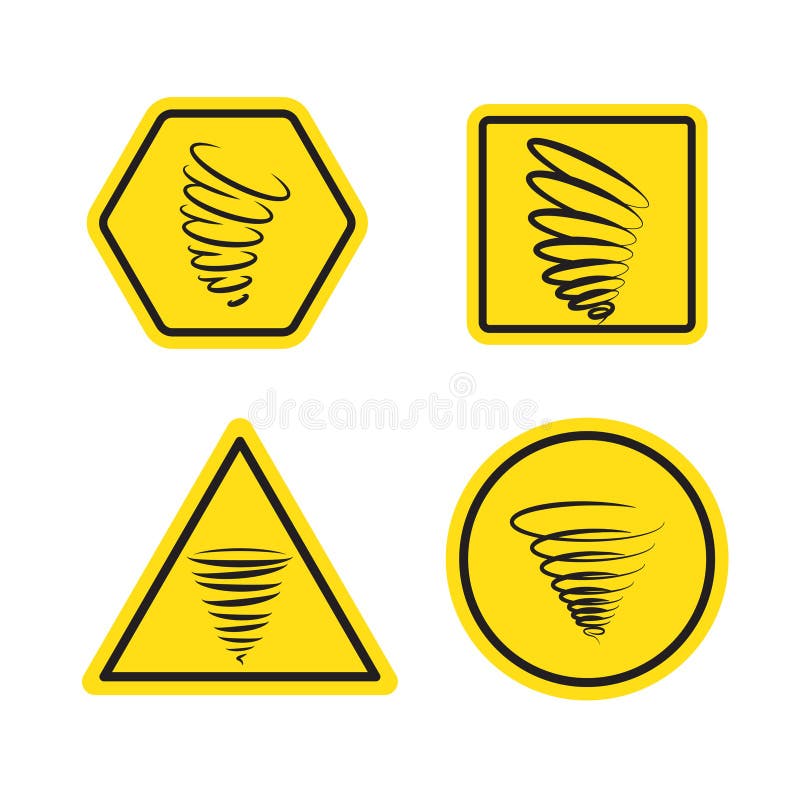 Tornado Warning Signs Set Hazardous Storm Alert Icons Vector Stock ...
