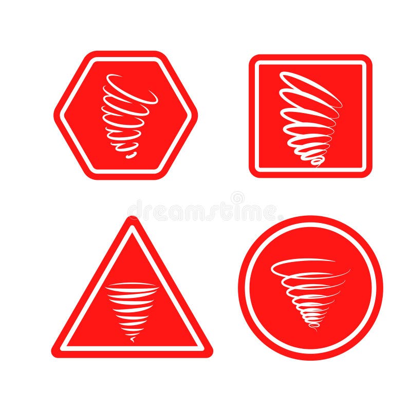Tornado Warning Signs Set Hazardous Storm Alert Icons Vector Stock ...