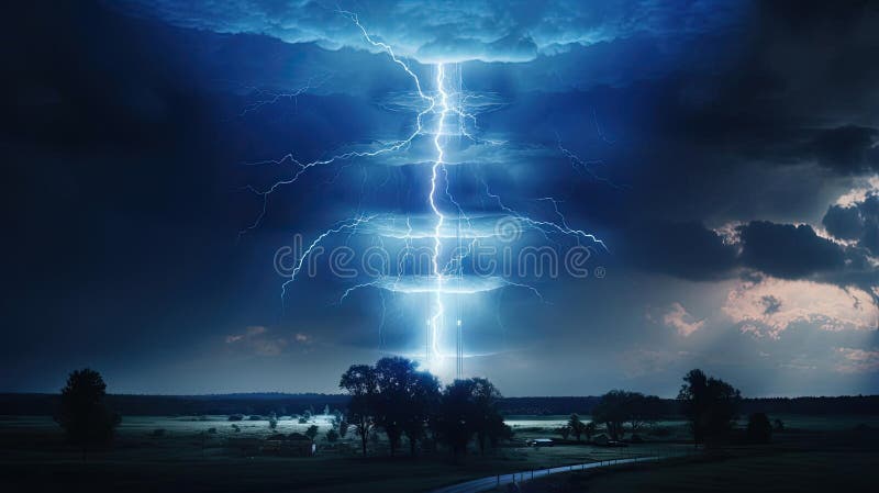 Tornado of the Future with Lightning Stock Illustration - Illustration ...