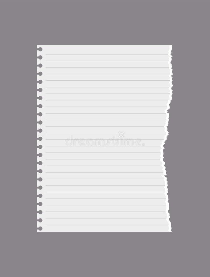Torned and Lined Notebook Paper Piece, Realistic Vector Illustration ...