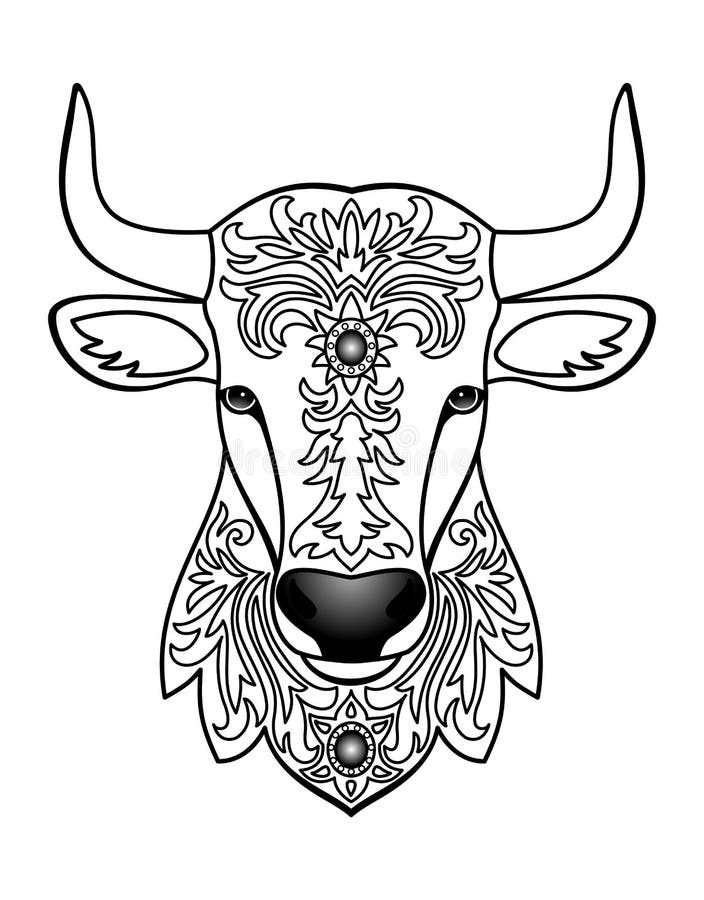 Profilo Decorativo Del Toro Disegnato a Mano Nello Stile Dello ...