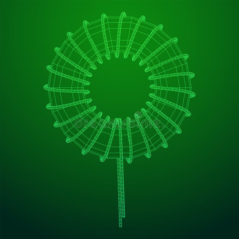 Toroidal Coil Inductor stock vector. Illustration of electromagnetic ...