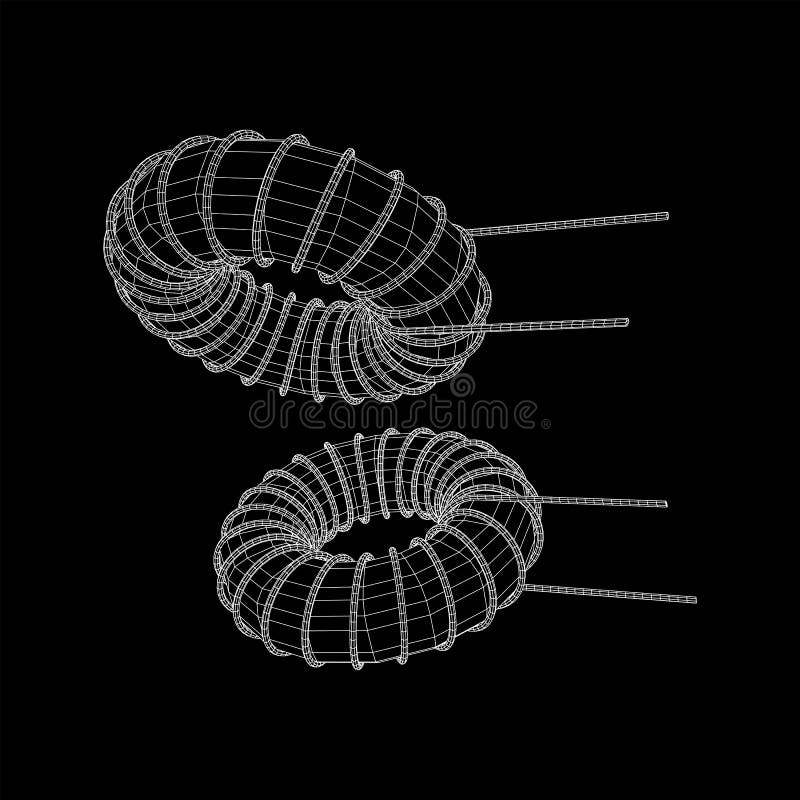 Toroidal Coil Inductor stock vector. Illustration of blueprint - 147979035