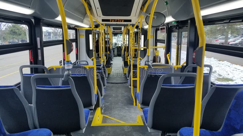 Toronto bus inside view stock image. Image of journey - 261706637